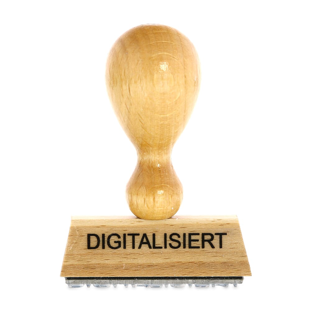 Holzstempel mit Standardtext "DIGITALISIERT" | stempel-versand.at