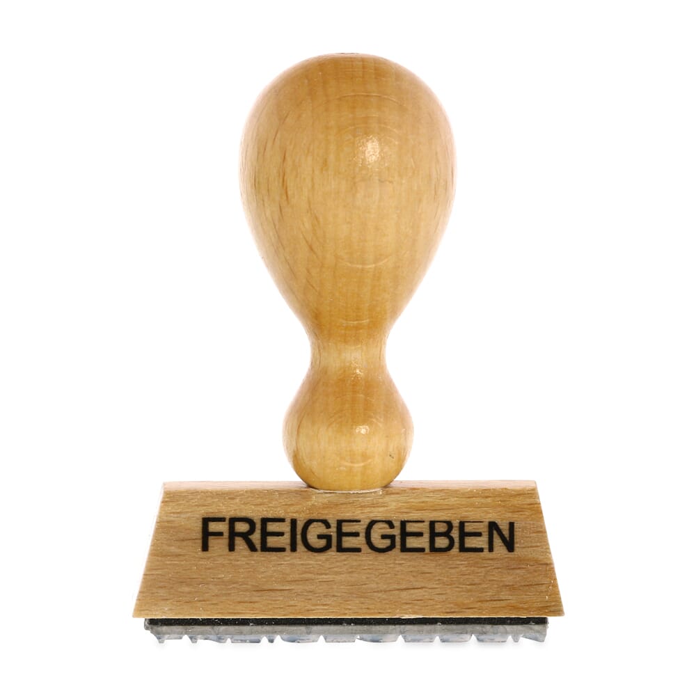 Holzstempel mit Standardtext "FREIGEGEBEN" | stempel-versand.at