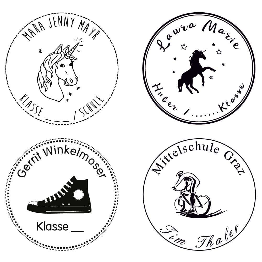 Schülerstempel Holzstempel (Ø 40 mm - 2 Zeilen) | stempel-versand.at